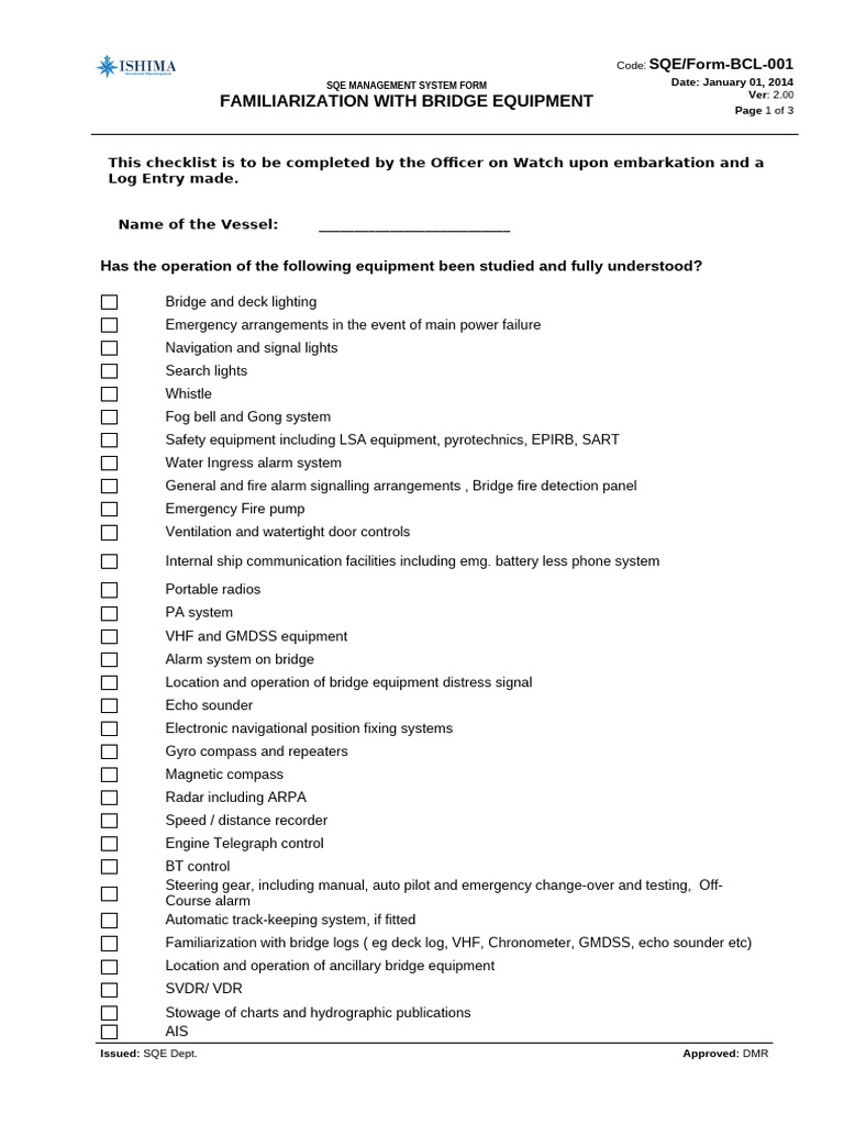 BCL 001 - Familiarization With Bridge Equipment | PDF