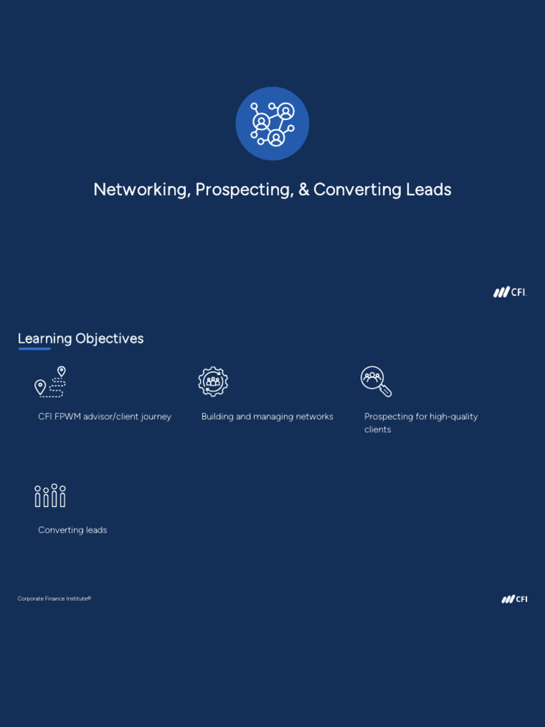 Networking Prospecting and Converting Leads - Course Presentation | PDF