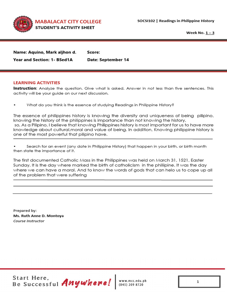 Student Activity Sheet SOCSCI102 | PDF