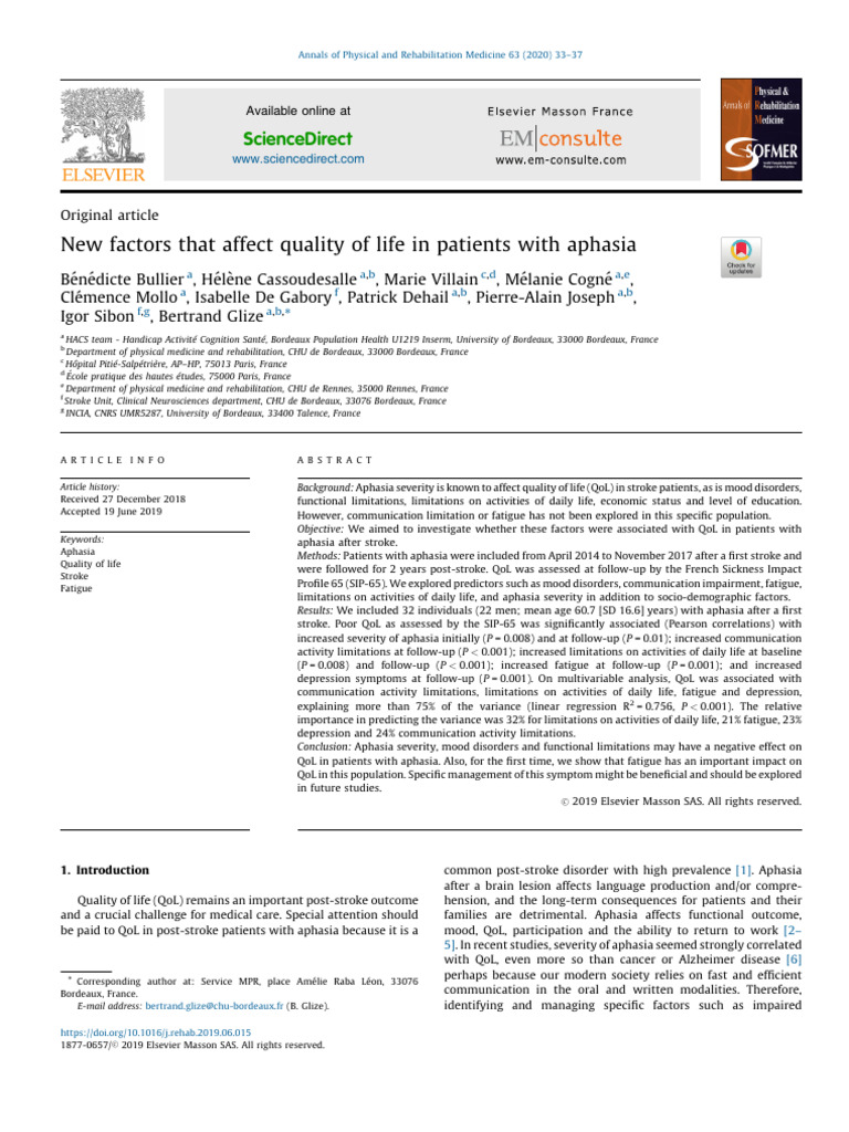 Bullier2019 - New Factors That Affect Quality of Life in Patients With ...