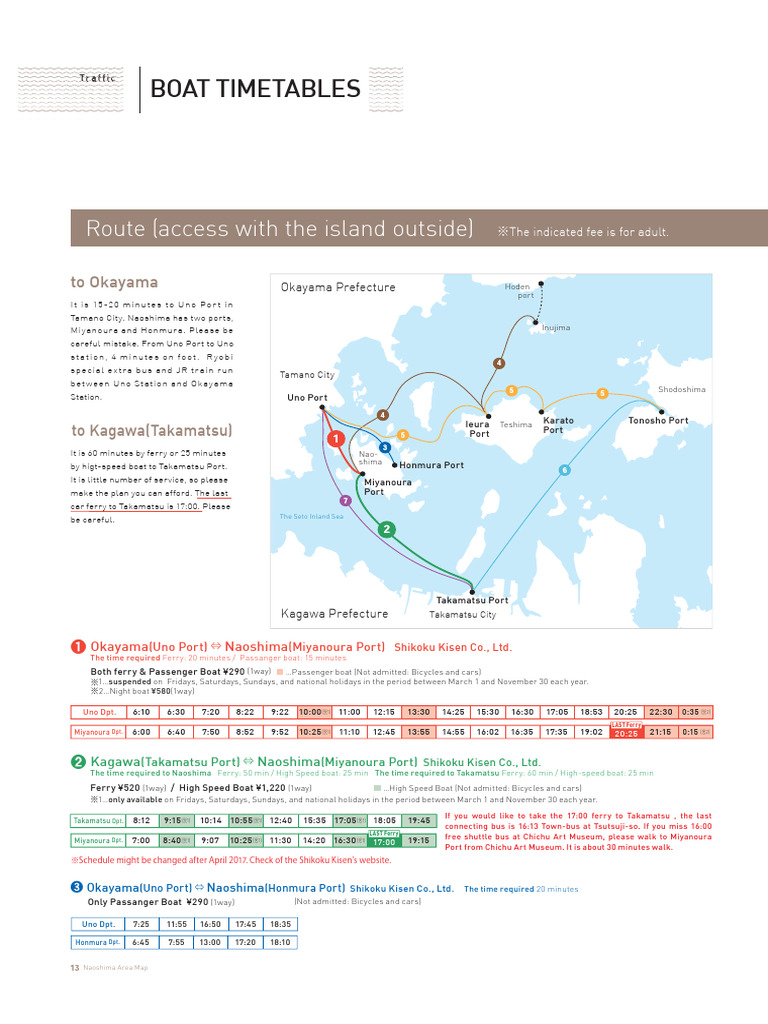 BOAT TIMETABLES Naoshima | PDF