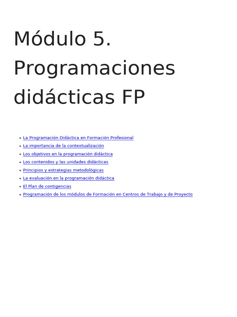 Modulo 5 Programaciones Didacticas FP | PDF