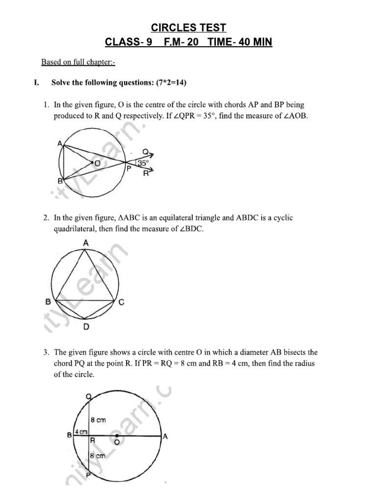 Circles Test-3 | PDF