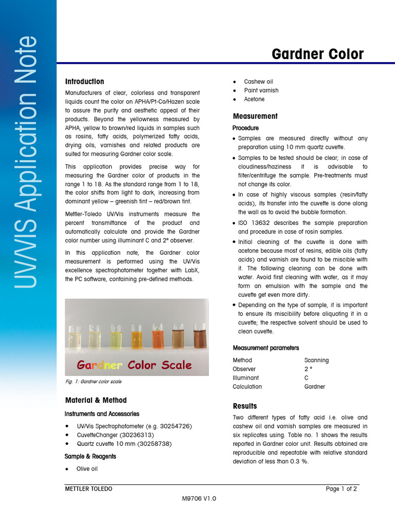 Metler Toledo UVvis Gardner Color Note | PDF