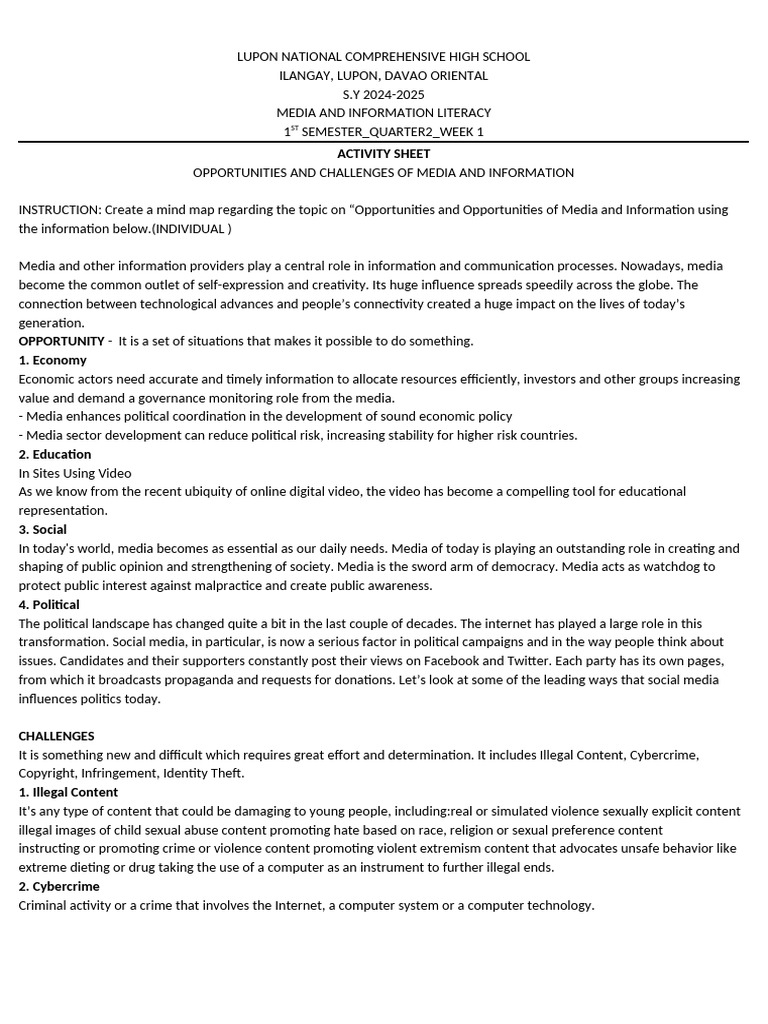 Mil Activity Sheet | PDF