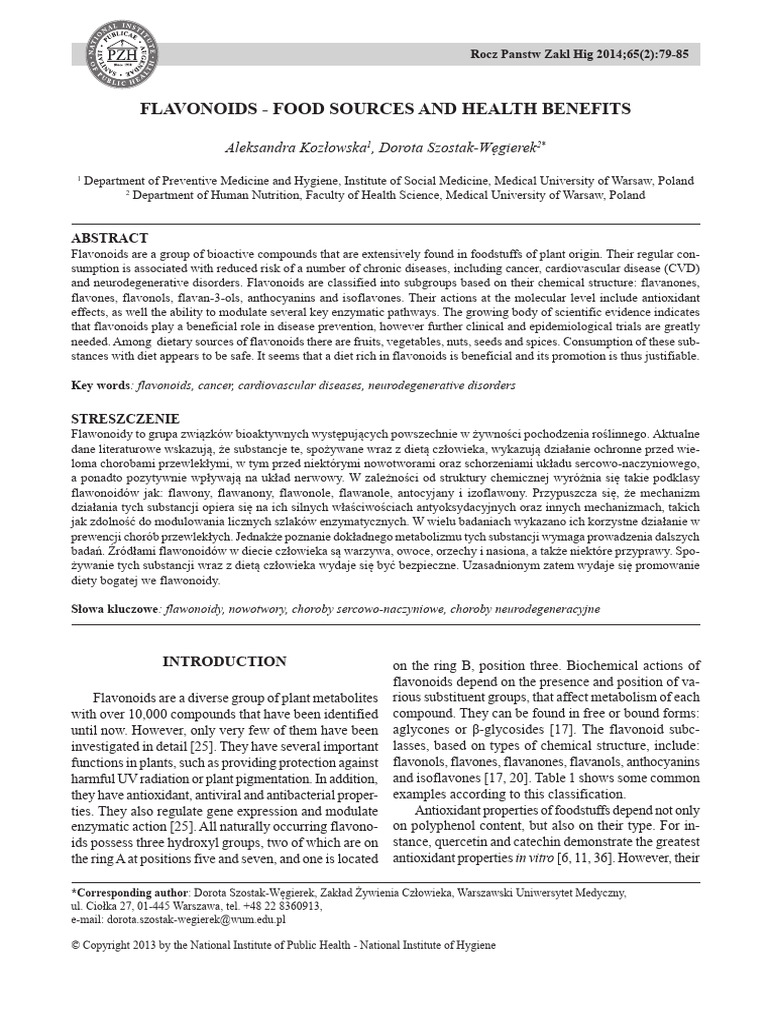 Flavonoids - Food Sources and Health Benefits | PDF