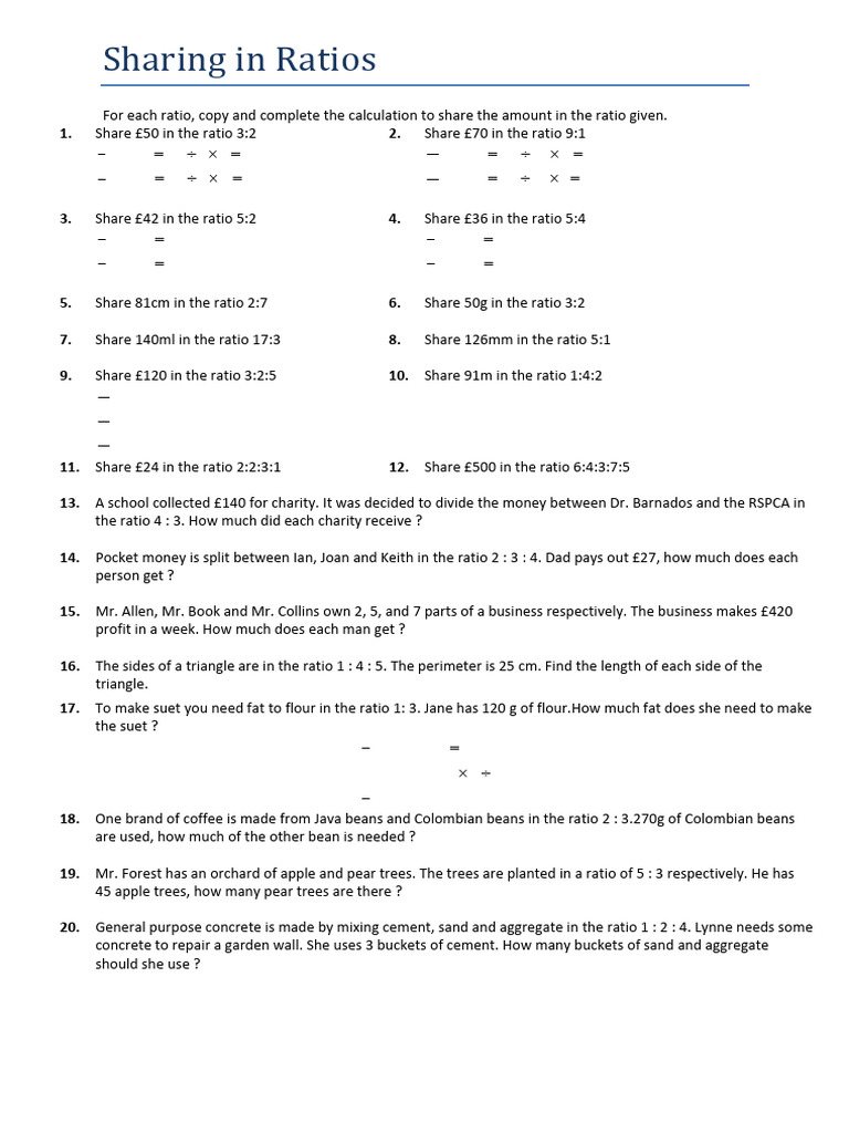 Sharing in Ratios v2 | PDF