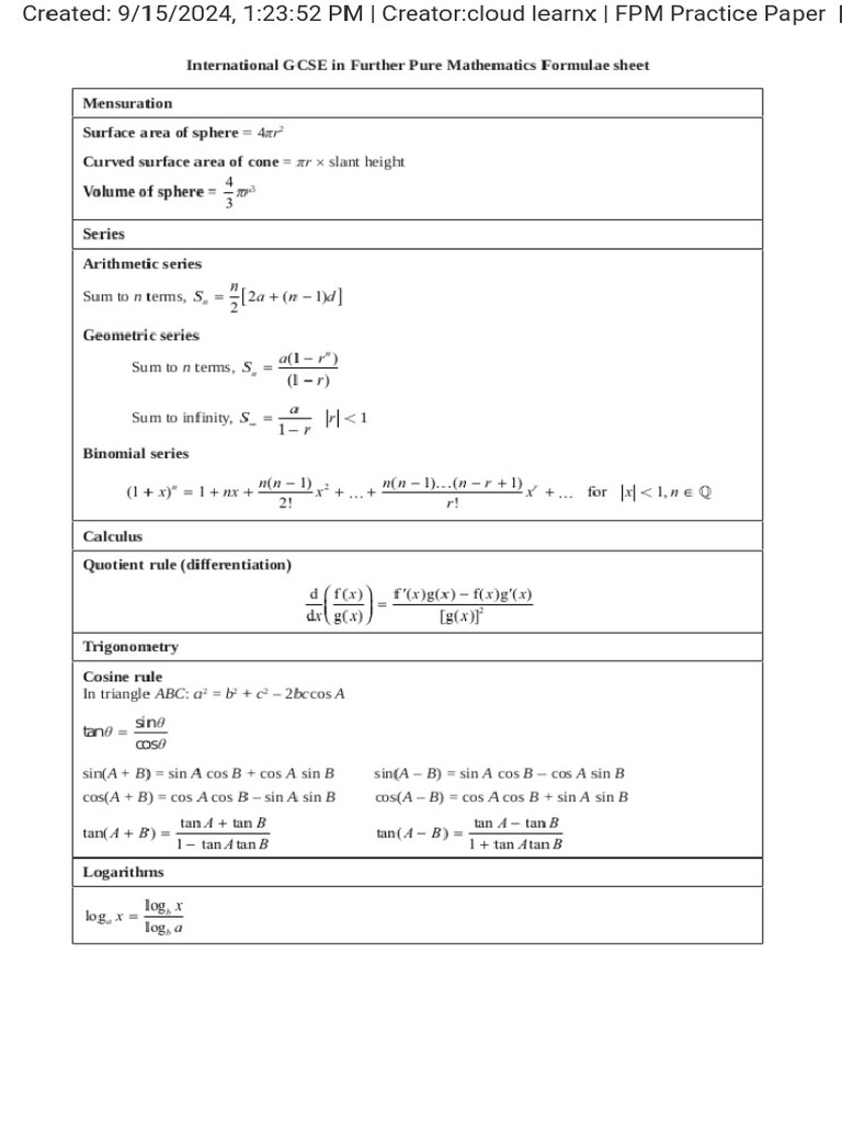 FPM Practice Paper | PDF