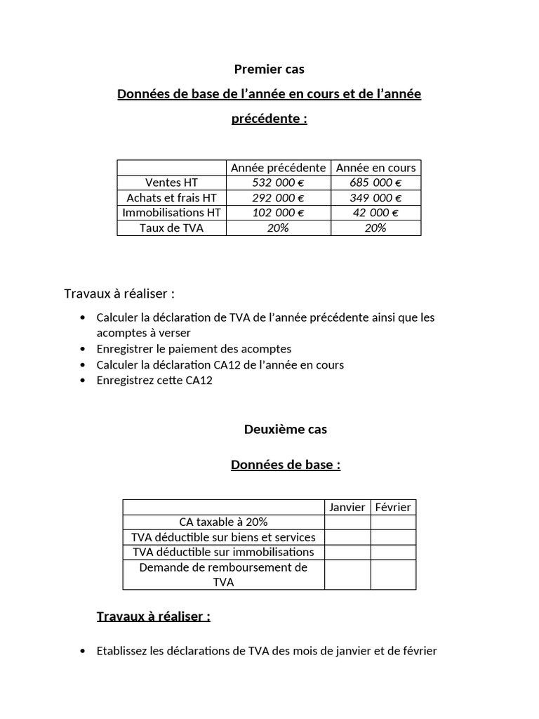 Exercice d'entrainement sur le P3 TVA CA12 | PDF