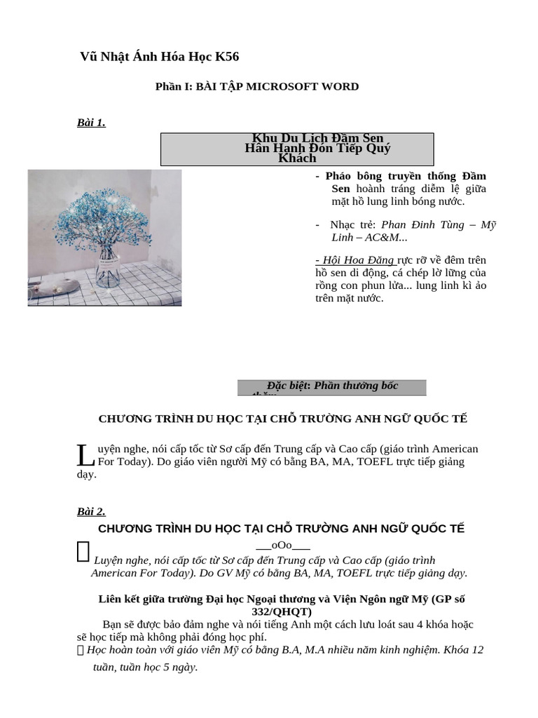 08.Vũ Nhật Ánh - TH bài 1-5 (8-4-2022) | PDF