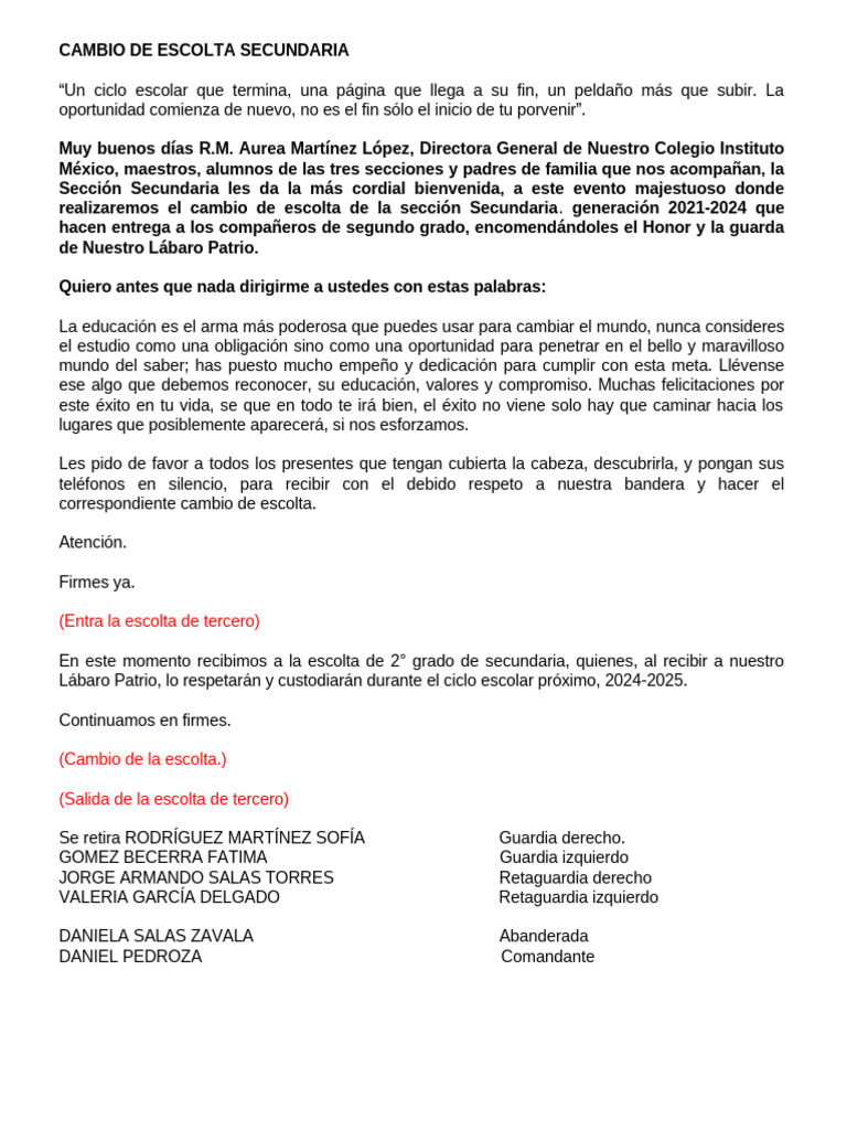 Cambio de Escolta | PDF