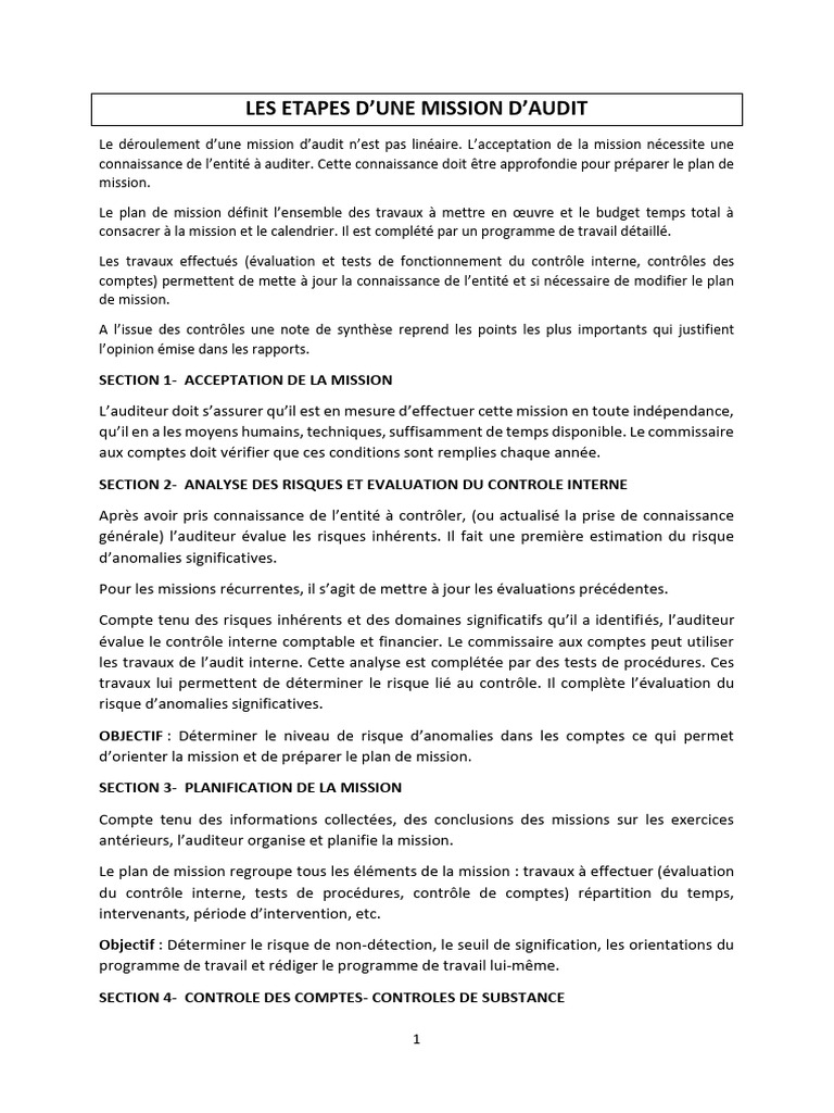 Les Etapes Mission D'audit | PDF