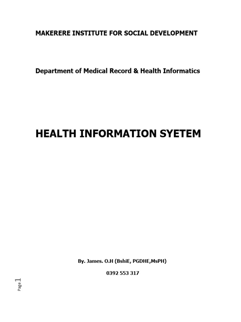 Health Information Syetem: Makerere Institute For Social Development | PDF