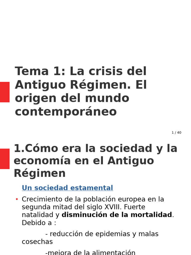 Tema1 La Crisis Del Antiguo Régimen El Origen Del Mundo Contemporáneo