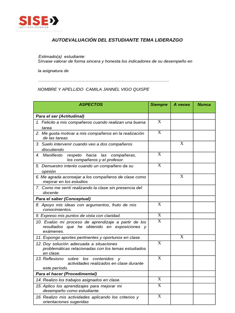 ANEXO 04 - Ficha-Autoevaluacion-Estudiante | PDF