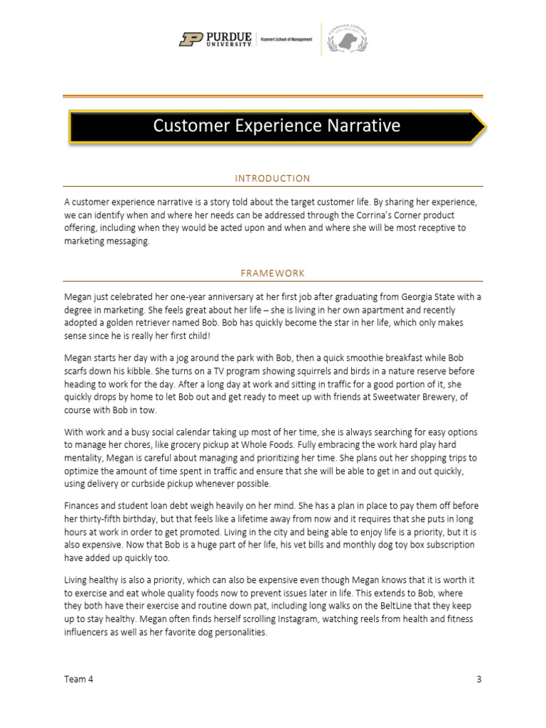 Customer Experience Narrative - Corrinas Corner | PDF