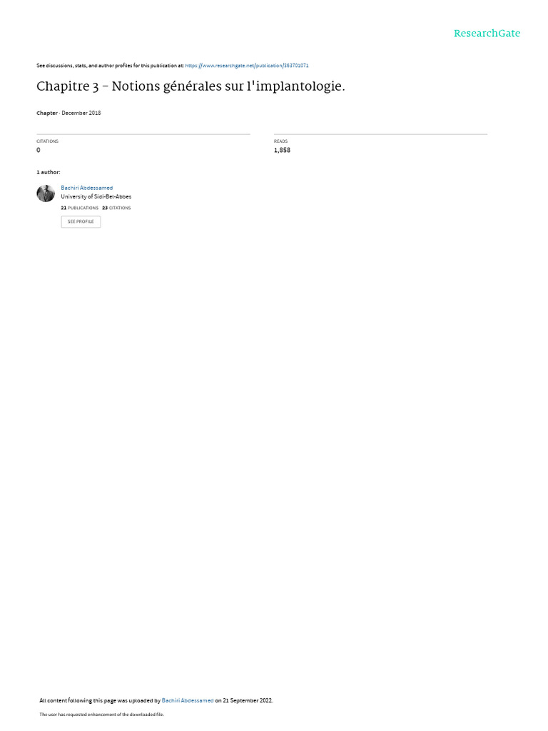 Chapitre3 Notionsgnralessurlimplantologie | PDF