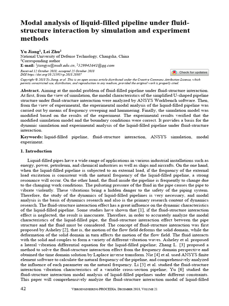 Modal Analysis of Liquid-Filled Pipeline Under Fluid-Structure ...