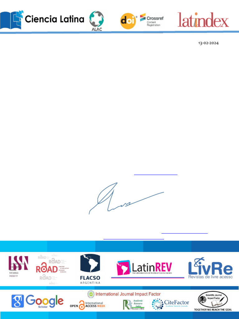 Certificado de Aprobación Manuscrito Ciencia Latina | PDF