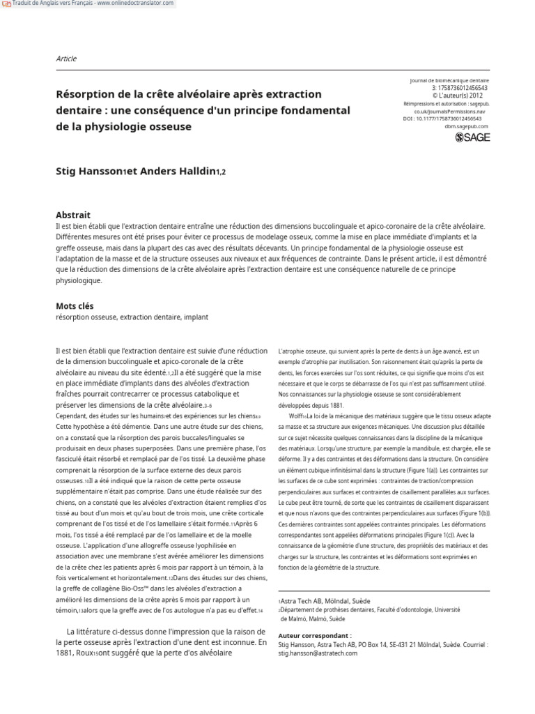 Alveolar Ridge Resorption After Tooth Extraction | PDF