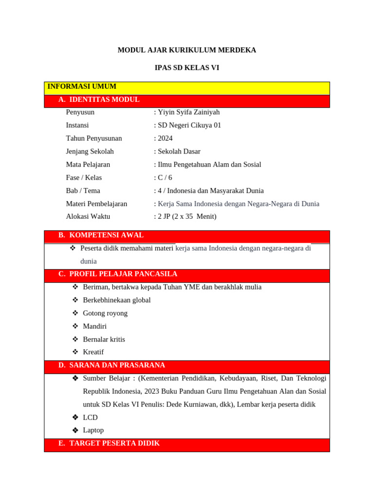 Modul Ajar Ipas Kelas 6 Kurikulum Merdeka Pdf