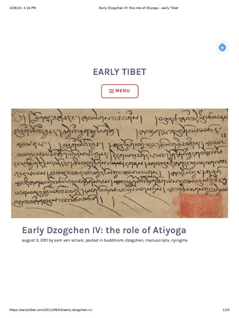 Early Dzogchen IV - The Role of Atiyoga - Early Tibet | PDF