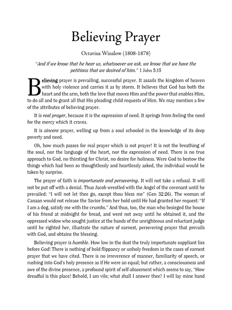 Believing Prayer | PDF