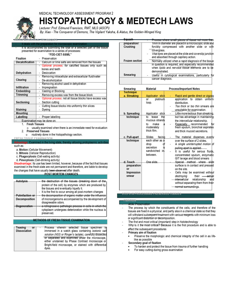 Mtap HP MT Laws This Is An Mtap Exam Reviewer On Histopathology and Medical Technology Laws ...