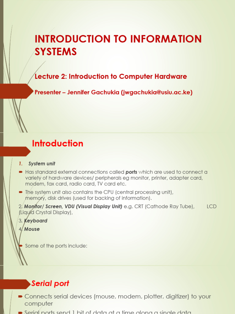 Lecture 2-Introduction To Computer Hardware | PDF