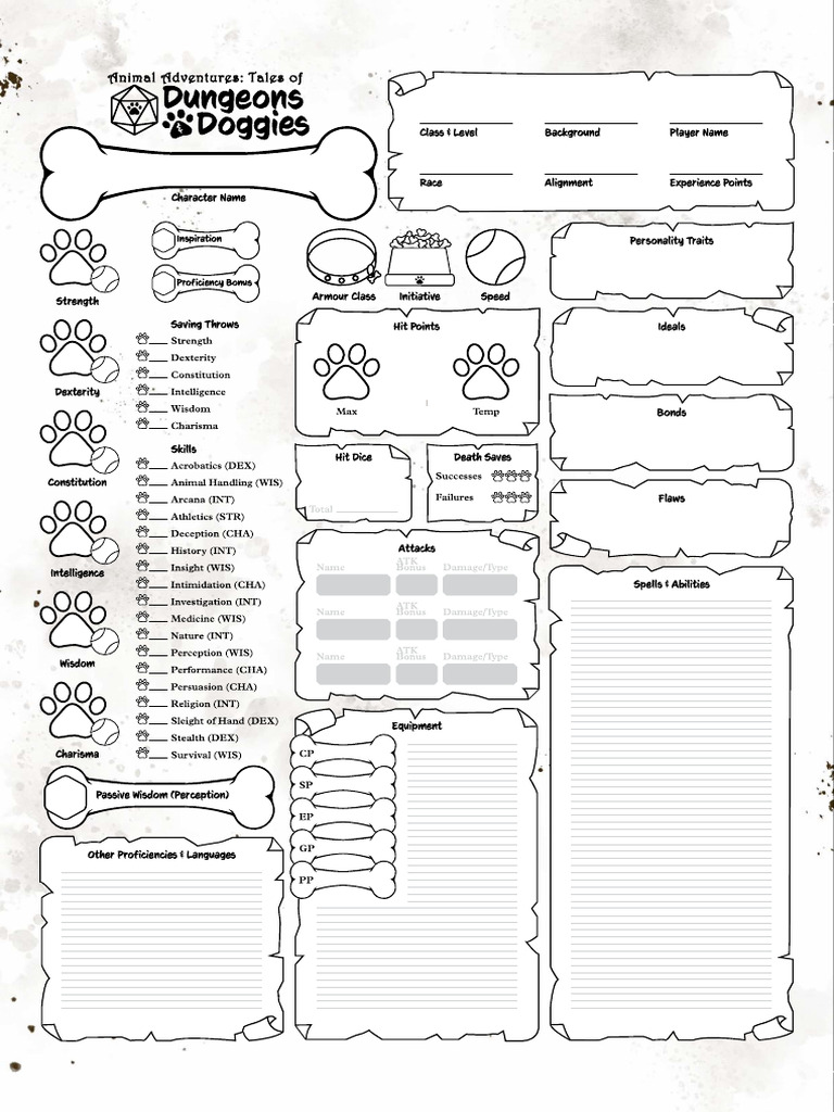 Animal Adventures Character Sheet | PDF