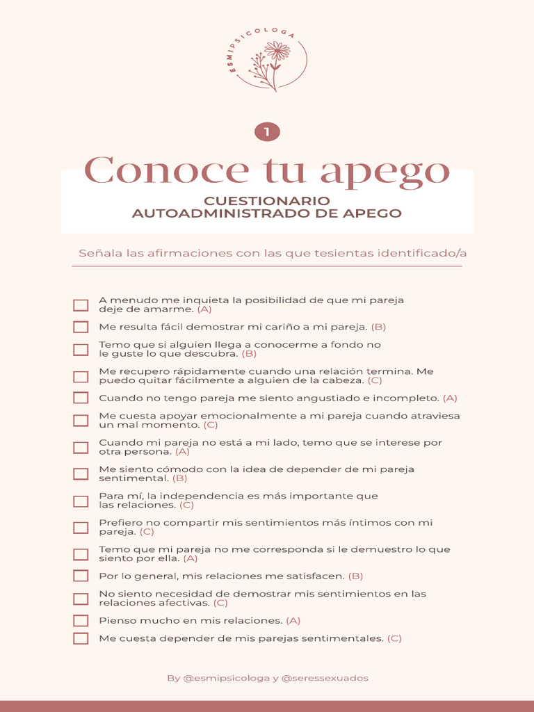 Cuestionario de Apego | PDF