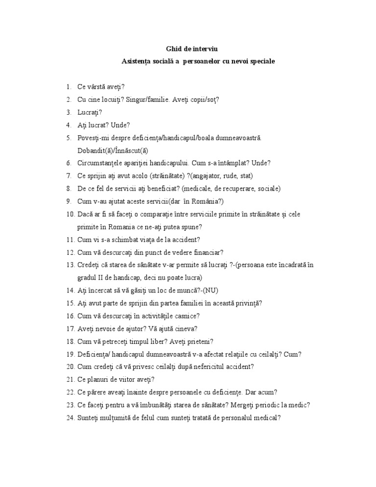 Ghid de Interviu Persoane Cu Nevoi Speciale