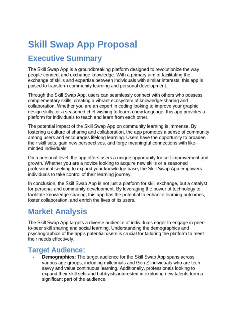 Skill Swap App Proposal | PDF