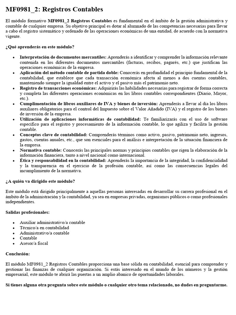 MF0981 - 2 Registros Contables | PDF