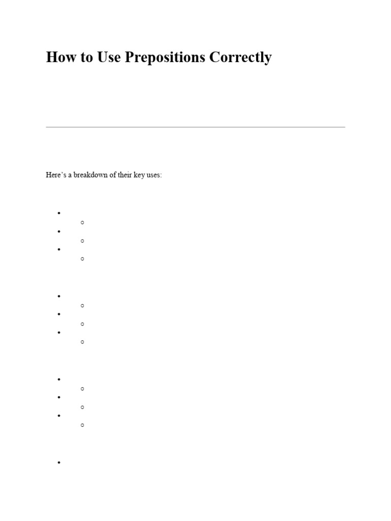 How To Use Prepositions Correctly | PDF | Preposition And Postposition ...