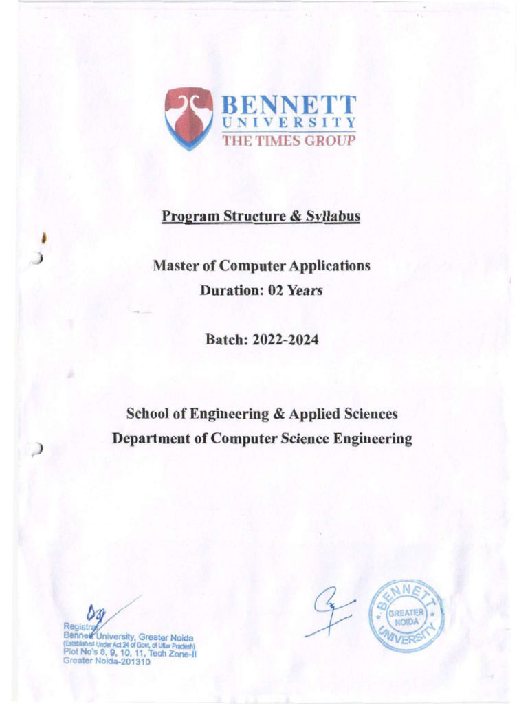 Master of Computer Applications 2022 2024 | PDF