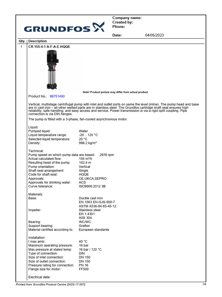 Qty. Description CR 155-4-1 A-F-A-E-HQQE: Company Name: Created By ...