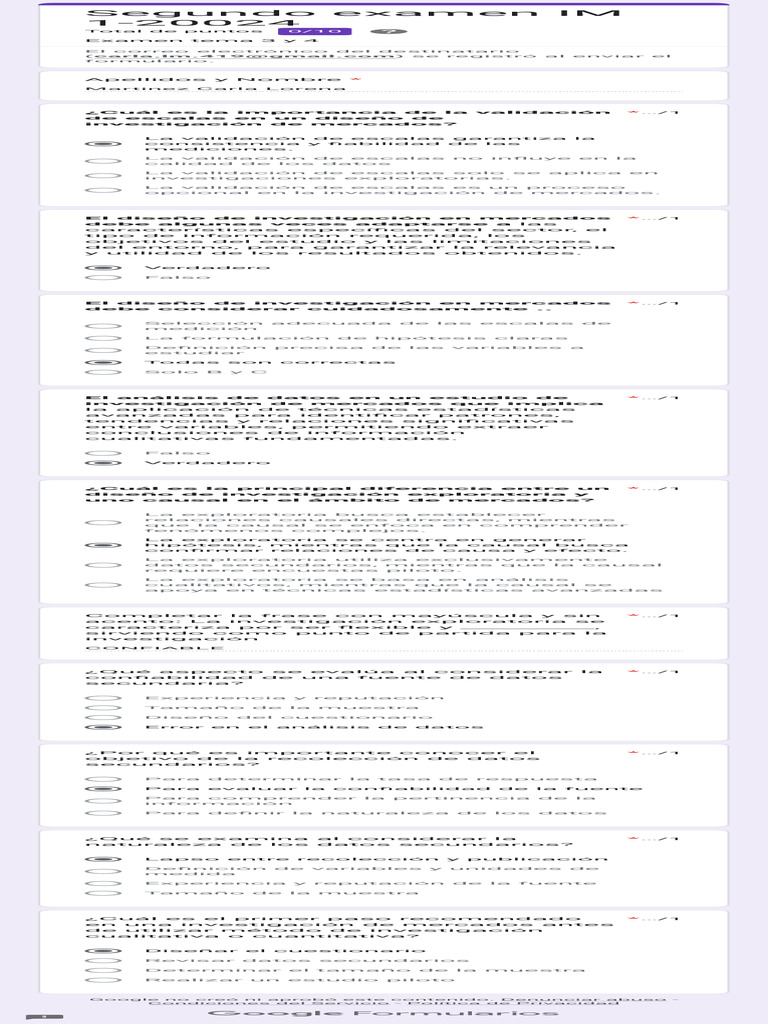 Segundo Examen IM 1-20024 | PDF | Investigación de mercado | Diseño de la investigación