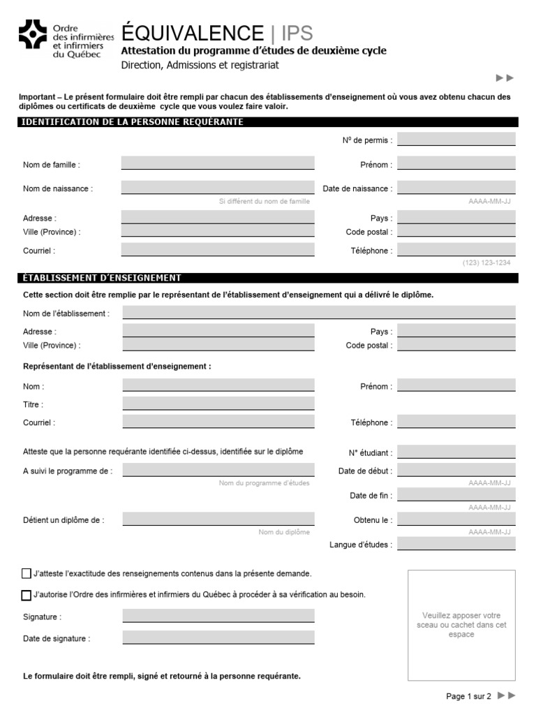 Equivalence Form Ips Attestation Etudes Deuxieme Cycle FR | PDF