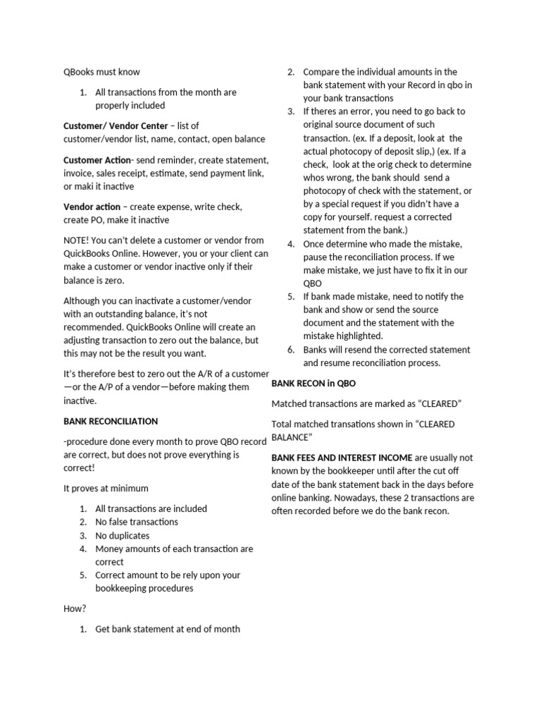QBooks Must Know | PDF