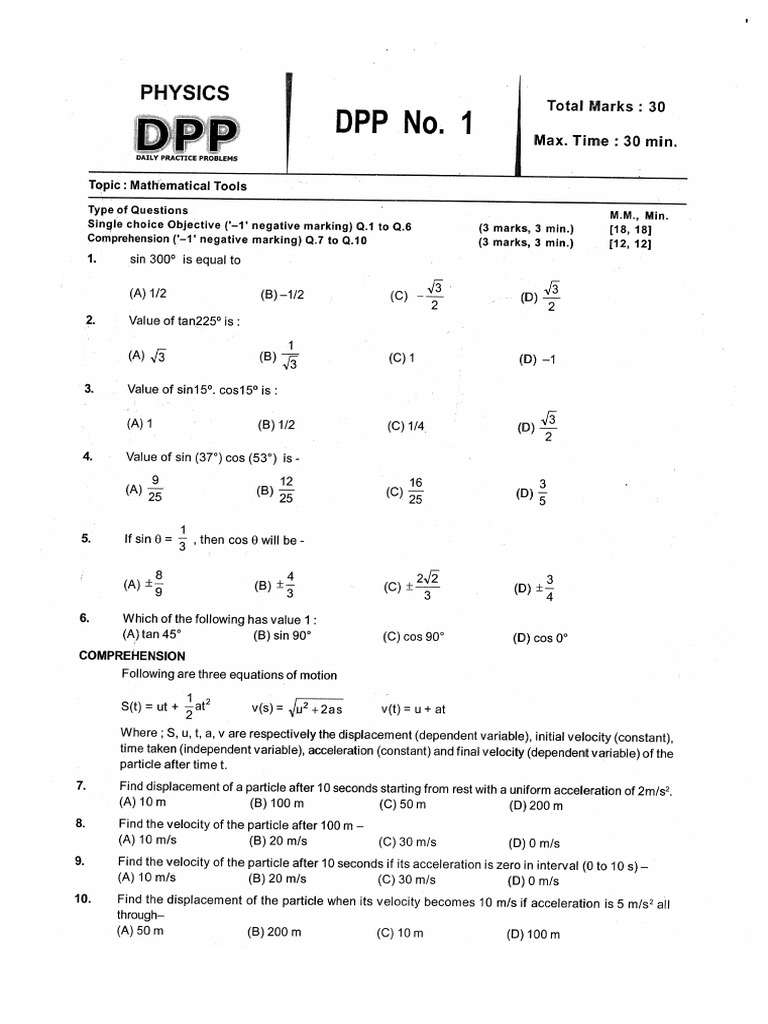 DPP Jee 01-35 | PDF