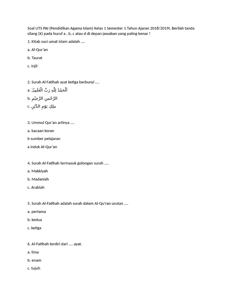 Kelas 1 Pai td3 | PDF