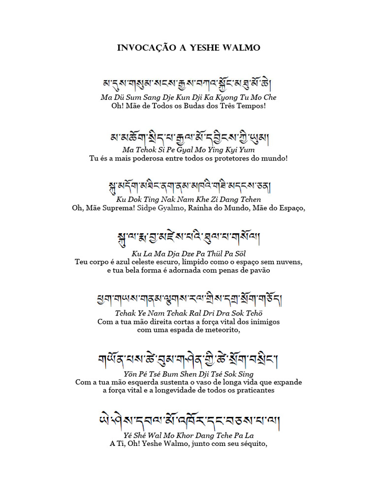 Invocação A Yeshe Walmo | PDF