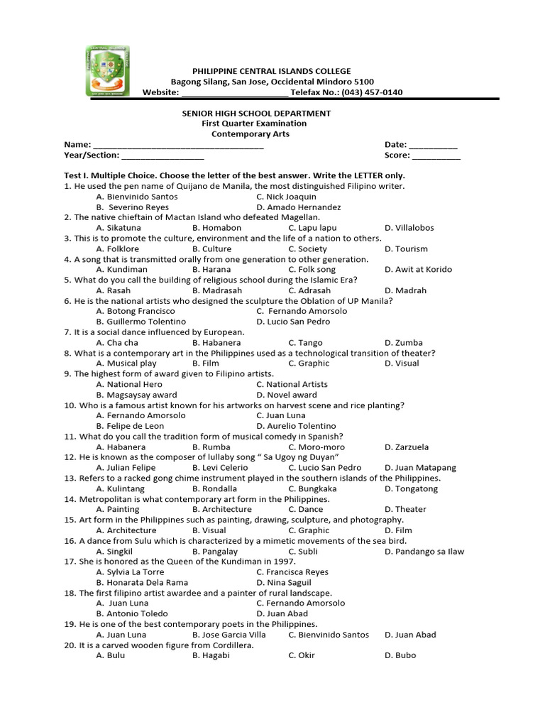 1ST Quarter Exam Contemporary | PDF