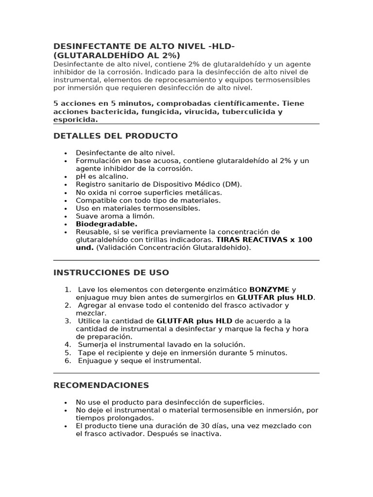 Desinfectante de Alto Nivel | PDF