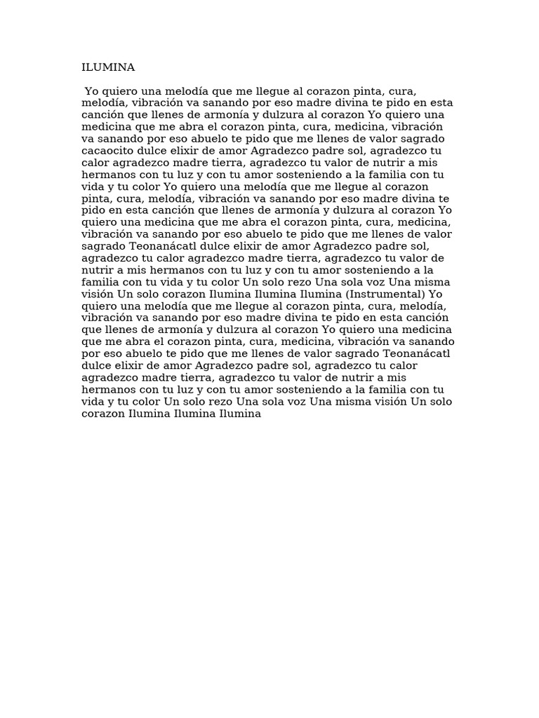 ILUMINA Canción | PDF | Cocina, comidas y vino