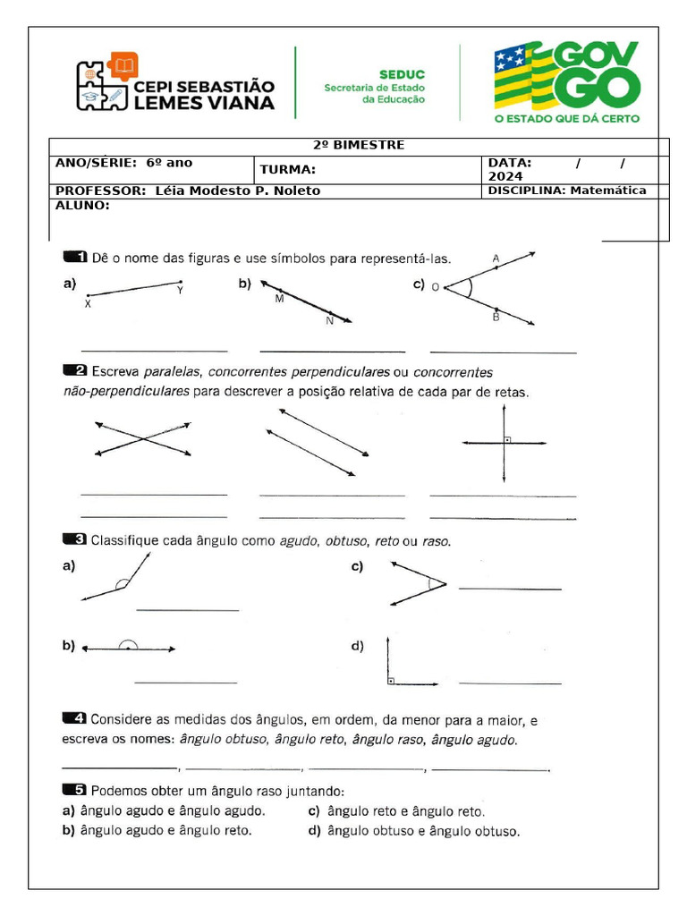 Matemática: Medición y Clasificación de Ángulos | PDF