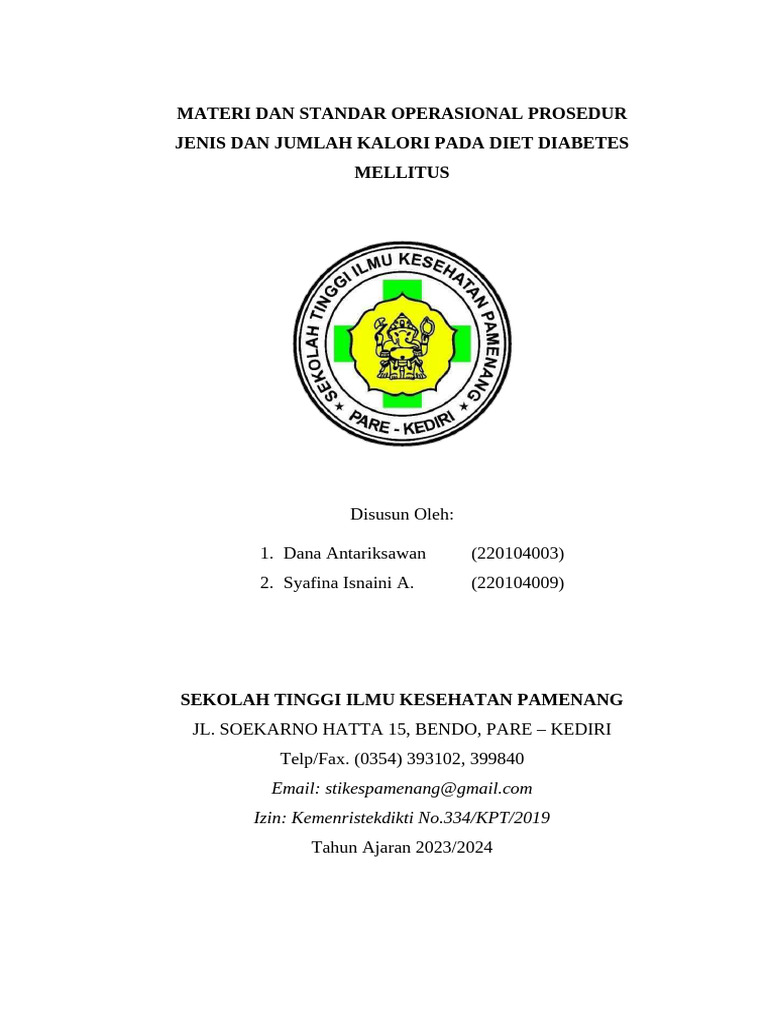 Materi Dan Sop Diet DM | PDF