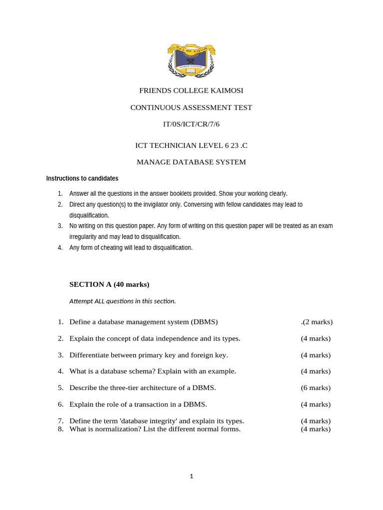Database Management Exam Guide | PDF | Databases | Computers