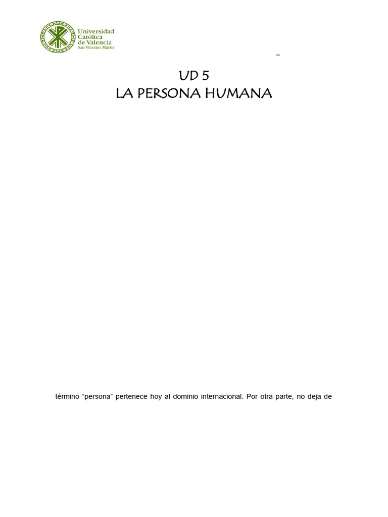 UD 5 La Persona Humana | PDF